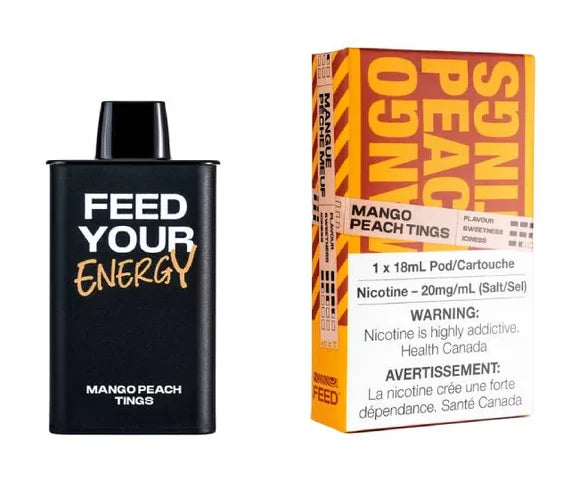 Feed 9k mango peach tings 20mg Disposable Pods – Vape X